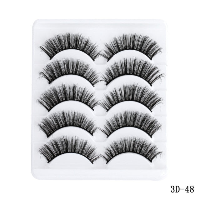 5/10 Pairs 5D Soft Lashes False Eyelashes Extension Full Fluffy Wispy ...
